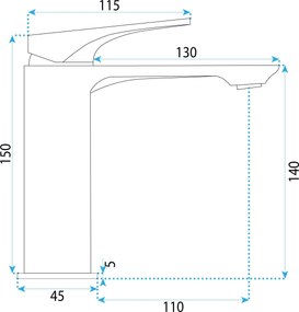 Rea Prime Premium, umyvadlová baterie h-150, zlatá matná, REA-B6775