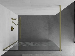 Mexen Kioto, sprchová zástěna Walk-In 130 x 200 cm, 8mm čiré sklo bílý vzor, ​​zlatý matný profil, 800-130-101-55-85