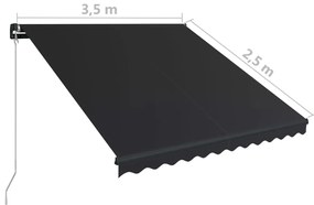 vidaXL Marketos Ručně zatahovací markýza 350 x 250 cm antracitová
