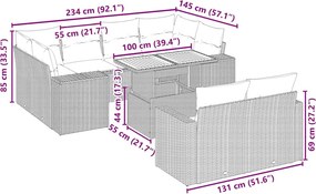 11dílný zahradní sedací souprava s poduškami béžový polyratan 3274591