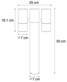 Stojací venkovní lampa černá 50 cm 2-světlo nastavitelné - Duo