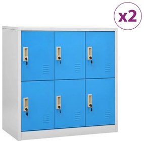 Uzamykatelné skříně 2 ks světle šedé a modré 90x45x92,5 cm ocel 3095232