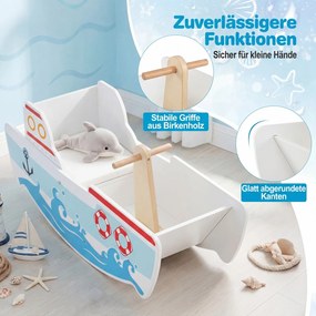 Costway Dřevěná houpací loď s 40° houpací plochou a námořním designem a houpacím