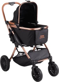 kočárek pro psy, 4kolový kočárek pro psy otočný s brzdami, nosnost 29,9 kg