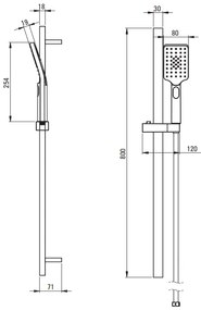 Deante Alpinia, sprchový sloup 80cm s 3-funkční ruční hlavicí a sprchovou hadicí 150cm, černá, DEA-NGA_N52K
