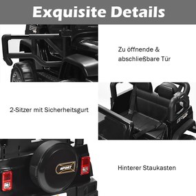 Costway Elektrické auto 12 V napájené baterií se 2 sedadly, černé, černý