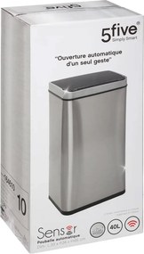 Automatický odpadkový koš 40L, nerezová ocel, stříbrná