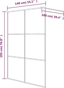 Sprchová zástěna walk-in černá 140x195 cm napůl mléčné ESG sklo 152109