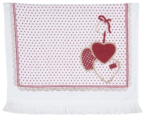 Kuchyňský ručník s červenými srdci - 40*66 cm