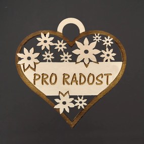 AMADEA Dřevěné srdce s textem "pro radost", 7 cm, český výrobek