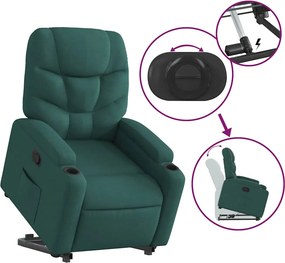 Zvedací polohovací křeslo tmavě zelené textil 3204602