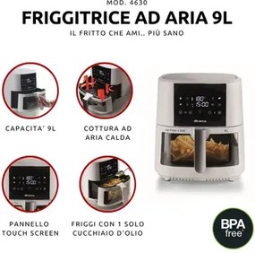 Ariete Airfryer bílá / Horkovzdušná fritéza / 1500 W / 9 l / 8 program