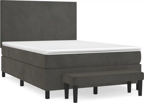 Box spring postel s matrací tmavě šedá 140x200 cm samet 3137726
