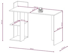 Psací stůl MARLO šedá beton/bílá