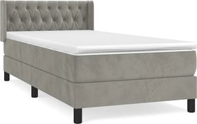 Box spring postel s matrací světle šedá 90x200 cm samet 3131117