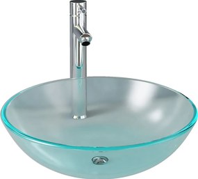 vidaXL Koupelnové umyvadlo s baterií a výpustí tvrzené sklo [3098444] Barva umyvadla: Transparentní