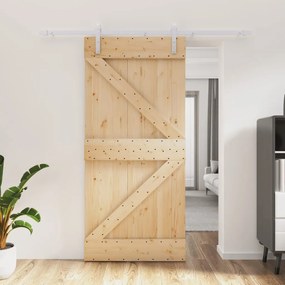 Posuvné dveře s kováním 95 x 210 cm masivní borové dřevo,  3203022