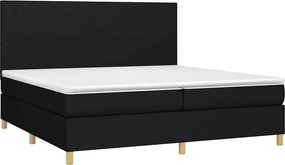 Box spring postel s matrací a LED černá 200x200 cm textil 3135303
