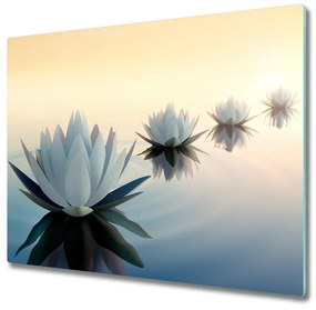 Skleněná krájecí deska Lotus květiny 60x52 cm