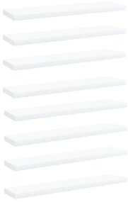 Police na knihy 8 ks bílé 40 x 10 x 1,5 cm kompozitní dřevo