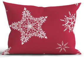 MK Lůžkoviny Vánoční bavlněný povlak na polštář Renforcé 50 x 70 cm - Sněhové vločky červené