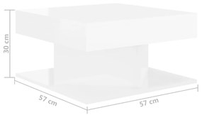Konferenční stolek bílý vysoký lesk 57x57x30 cm dřevotříska - Default Title