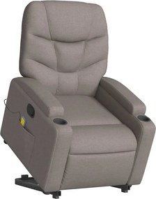 Zvedací masážní polohovací křeslo taupe textil 3204616