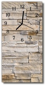Skleněné hodiny vertikální Kamenná zeď béžová
