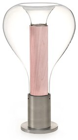 Elegantní stolní lampa ze skla a dřevěné dýhy Eris Table  Elegantní stolní lampa ze skla a dřevěné dýhy Eris Dekor: Bledě růžový, Podstavec:…