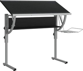Řemeslný stůl černý a šedý 110x53x(58–87) cm kompozit a ocel 340929