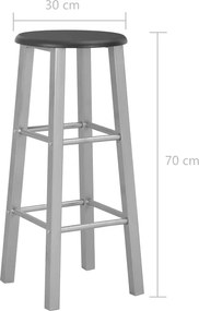 Barové stoličky 2 ks stříbrné MDF 284410