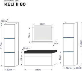 Ral Koupelnová stěna + umyvadlo KELI 15 - Černý lesk