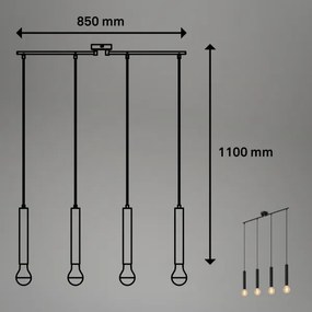 Briloner - Lustr na lanku LONGA 4xE27/60W/230V černá