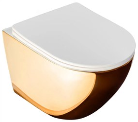 Rea Carlo Mini rimless WC závěsné, gold white
