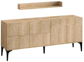 Designová komoda s policí Xarles 180 cm vzor dub