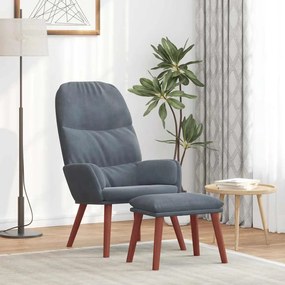 Relaxační křeslo s podnožkou tmavě šedé samet 3315117