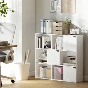 HOMCOM regál 9 přihrádek se 3 dveřmi, 106 x 24 x 95 cm, bílý