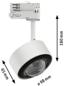 Paulmann 91392 ProRail3 Aldan, bílý reflektor, 8,5W LED 4000K stmívatelný, průměr 9,8cm