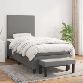 vidaXL Box spring postel s matrací 100 x 200 cm textil [3136415] Barva: Tmavě šedá