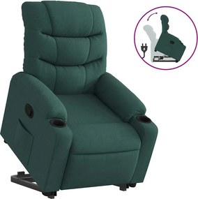 Zvedací polohovací křeslo tmavě zelené textil 3206651