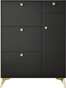 Aosom Botník se 3 klapkami, úsporný náklopný botník s moderním vlnkovým designem, 90x25x121 cm, černý