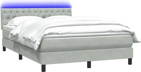 Box spring postel s matrací a LED světle šedá 160x210 cm samet 3317175