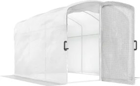 Outsunny fóliový tunelový skleník 6 m², tunelový skleník 300x200x195 cm, PE plachta 220 g/m², 50 cm prodloužené okraje, s dveřmi, bílá