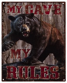 Nástěnná kovová deska s medvědem My Rules - 25*20 cm