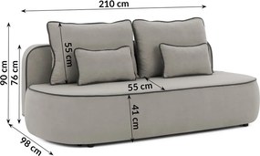 Černá/šedá sametová rozkládací/s úložným prostorem pohovka 210 cm Saga – Ropez
