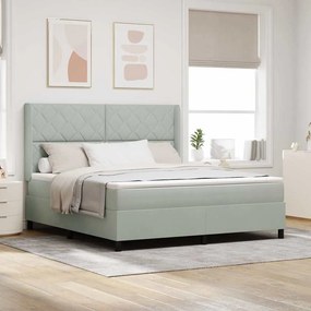Postel s boxspringem s čelo Světle šedá 180 x 200 cm samet 3342074