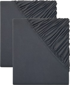 Livarno home Sada žerzejových napínacích prostěradel, 90-100 x 200 cm, 2dílná (tmavě šedá)