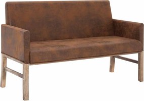 Lavice s područkami 140 cm hnědá umělá semišová kůže 281338