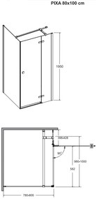 Besco Pixa 100x80/120x80 obdélníkový sprchový kout Orientace: Pravá, Rozměr sprch.dveří: 120cm