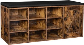 Botníková lavice Reine - vintage hnědá a černá | 48x110x30 cm
